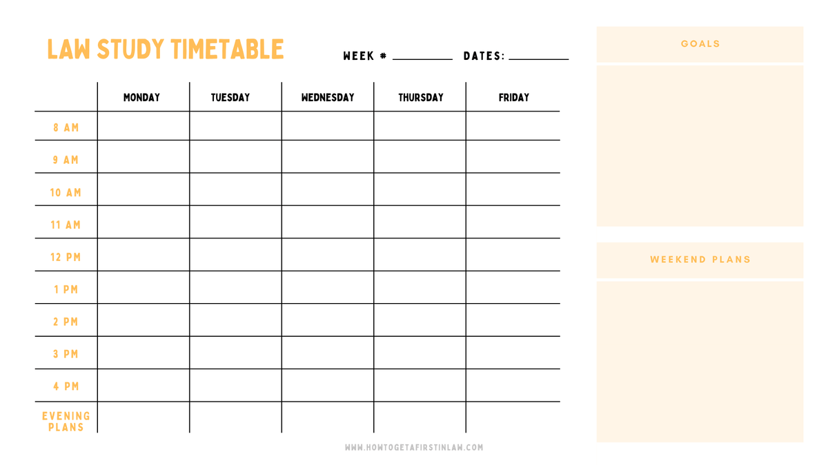 How to Study Law | Free Law Revision Timetable PDF – How to Get a First ...
